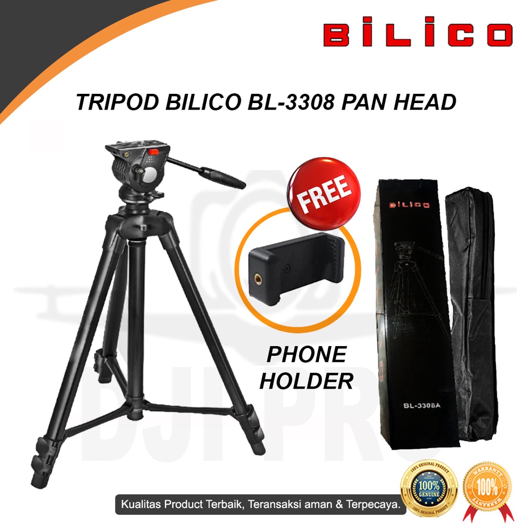 Jual Tripod Camera BILICO BL-3308 DSLR Mirrorless HP Handycam + Holder ...