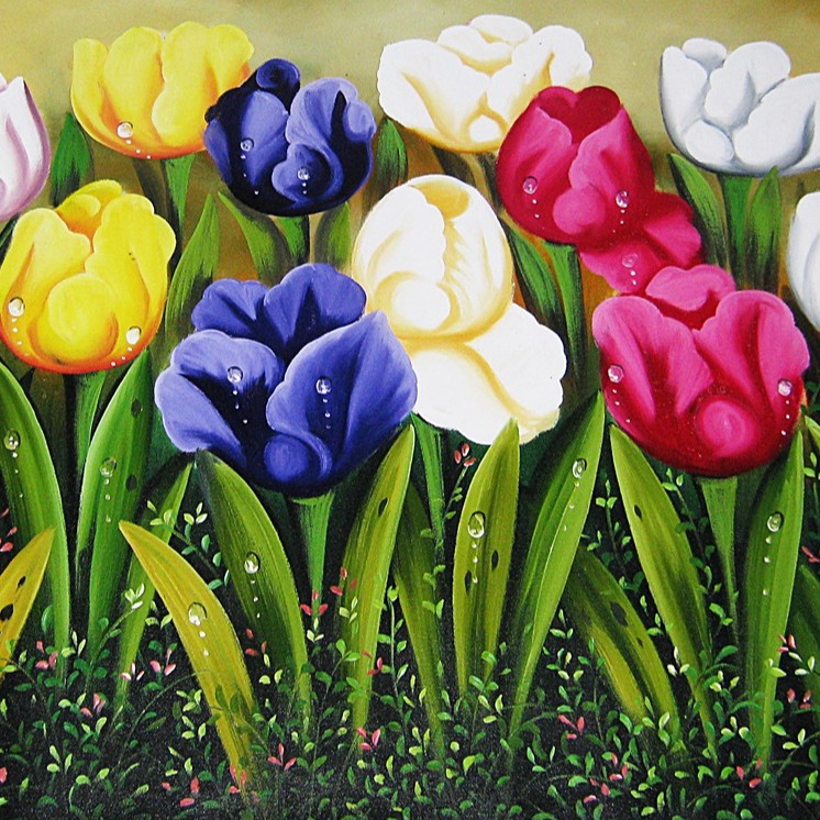 Jual Lukisan Bunga Tulip Dengan Komposisi Warna Yang Colorful | Shopee ...