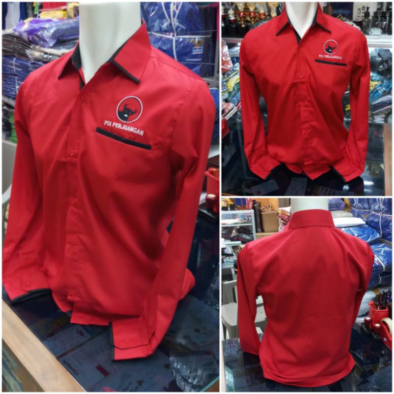 Jual Kemeja Partai PDI PERJUANGAN Panjang Merah | Shopee Indonesia