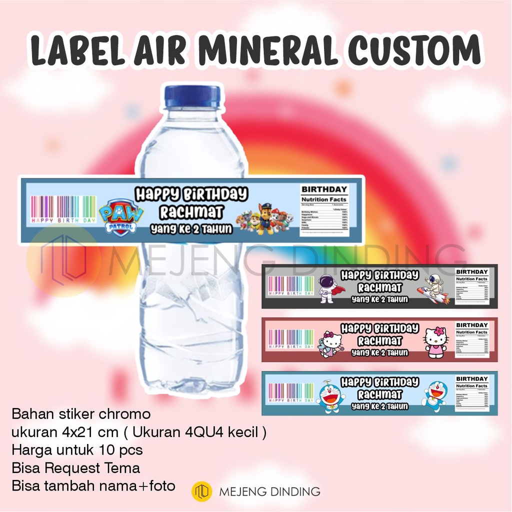 Jual (ISI 16 PCS) Stiker Ulang Tahun Anak Label Minuman Custom Botol ...