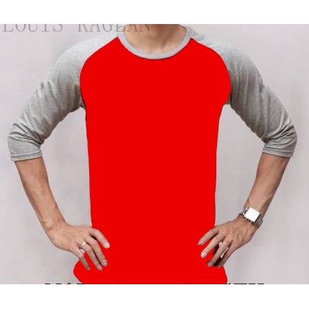 Jual kaos polos raglan 3/4 merah-abu ML | Shopee Indonesia