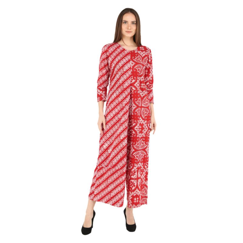 Jual Jumpsuit batik merah putih Aline | Shopee Indonesia