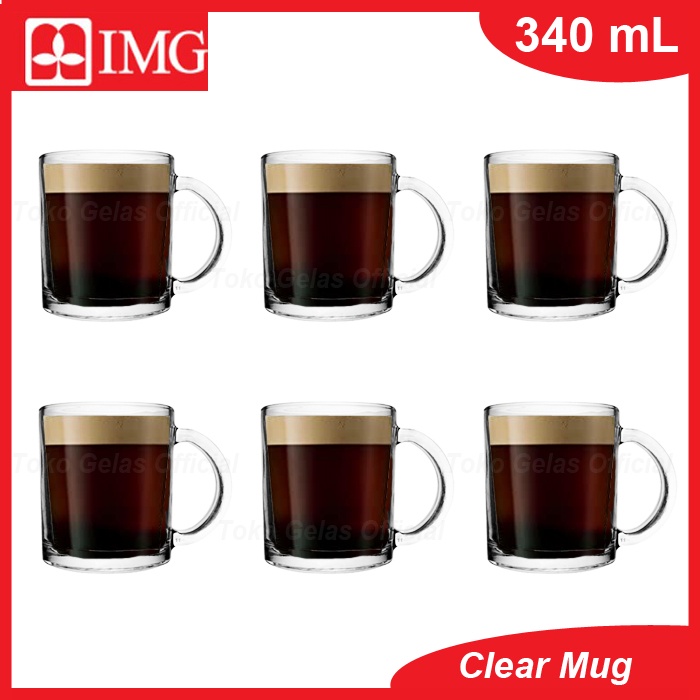 Jual 1 Set Isi 6 Pcs Gelas Mug Kopi 340 ml - Gelas Kaca - Gelas Teh ...