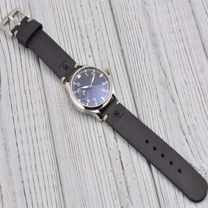 Jual Tali Jam Tangan Kulit Asli Logo Jam Victorinox Warna Hitam ...