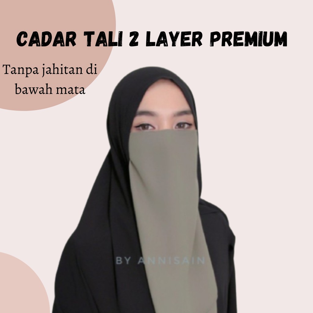 Jual Cadar tali / cadar husna purdah 2 layer tanpa jahitan di bawah mata | Shopee Indonesia