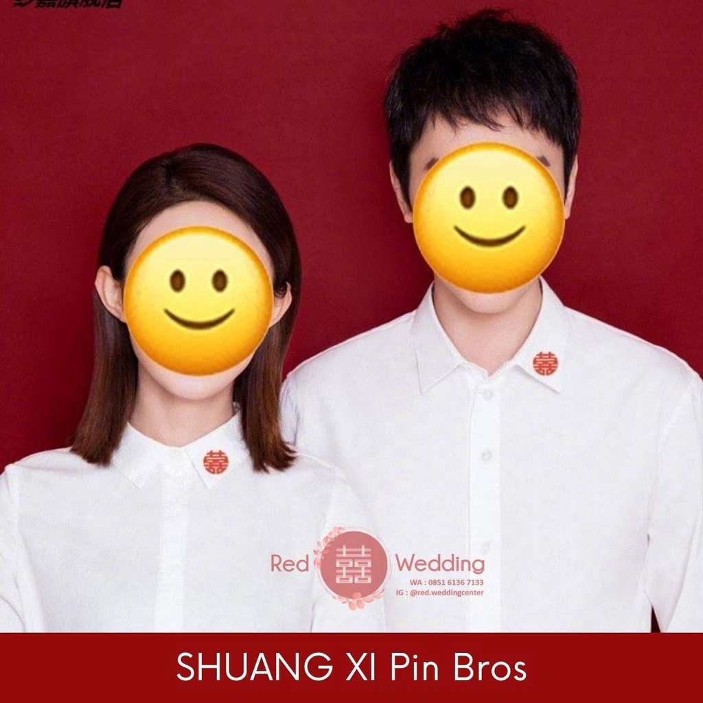 Jual Pin Bros Baju Kerah logo Shuang Xi SangHi untuk Foto Pengantin Pas Foto Pasangan | Shopee ...