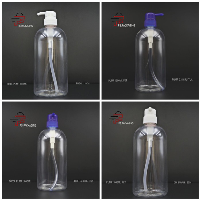 Jual Botol Pump 1 Liter / Botol pompa 1000ml / Botol Pompa 1Liter ...