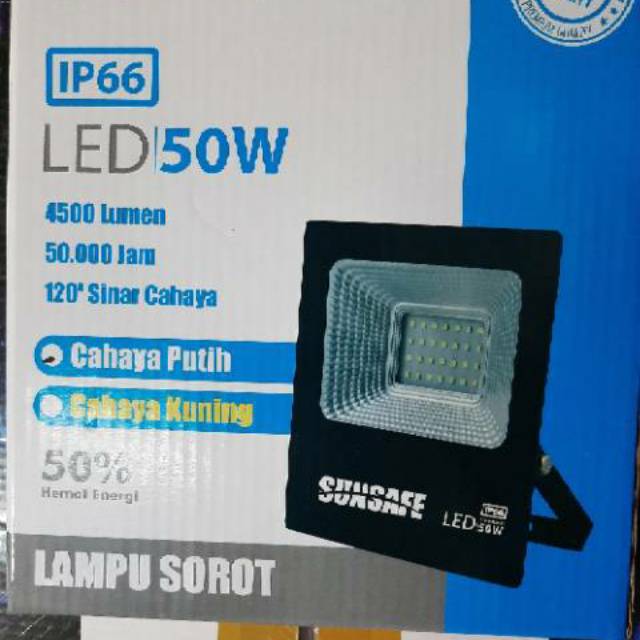 Jual LED SOROT 50W Flood light Lampu FLOODLIGHT tembak 50 w watt outdoor - Putih body slim ...