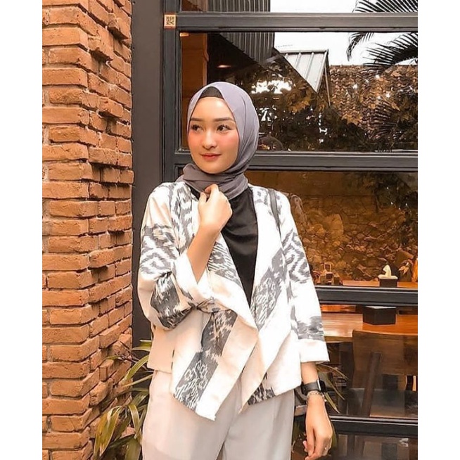 Jual Blazer Tenun Etnik Motif Warna Putih Blazer Casual Oufit Simple ...
