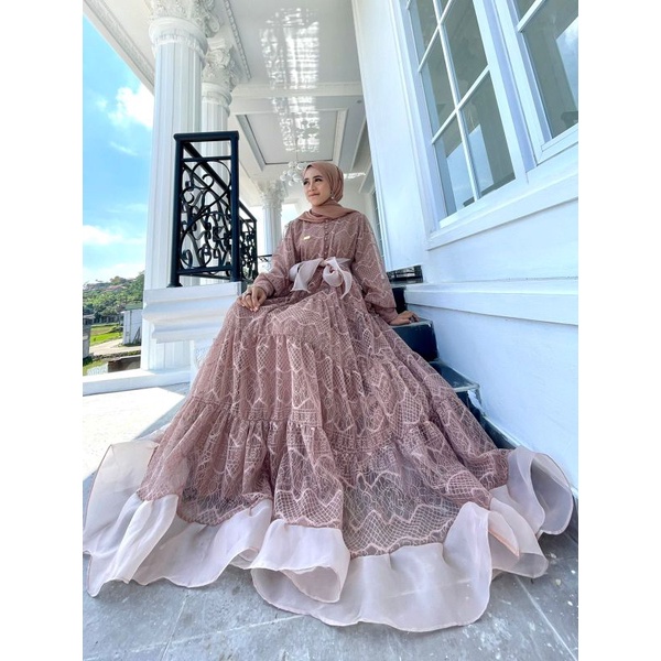 Jual GAMIS SYAR'I BELVA BROKAT MIX ORGANZA PREMIUM MEWAH KONDANGAN ...