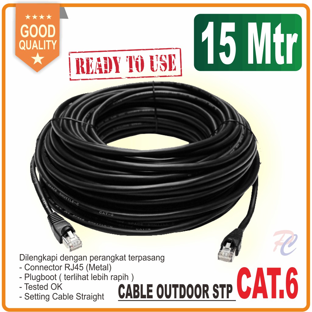Jual KABEL LAN CAT6 15 METER OUTDOOR FTP TERPASANG RJ45 PLUGBOOT 15M SIAP PAKAI | Shopee Indonesia
