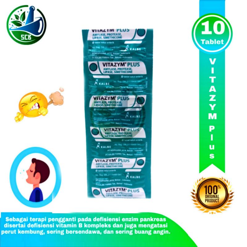 Jual Vitazym Plus tablet isi 10 tablet - Obat perut kembung, sendawa ...
