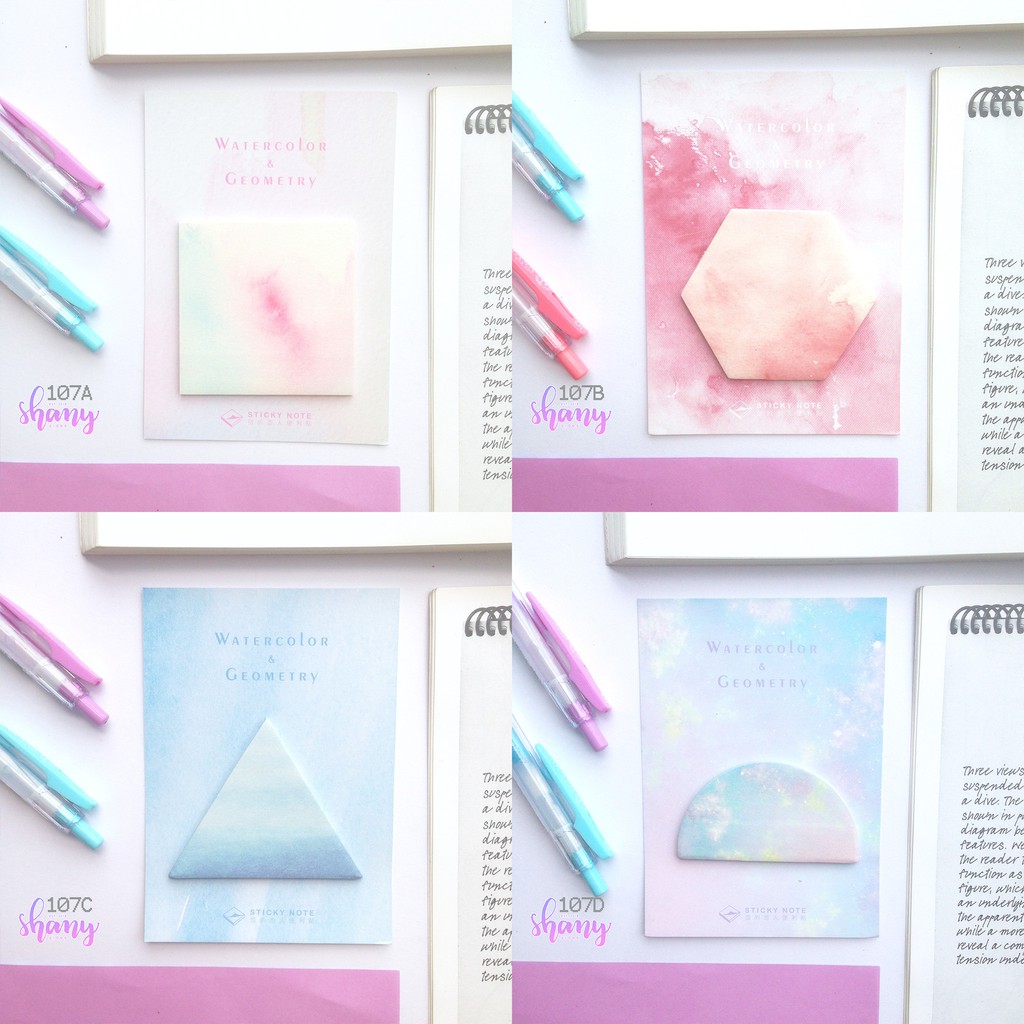Jual Watercolor & Geometry Sticky Notes Memo Post-It | Shopee Indonesia