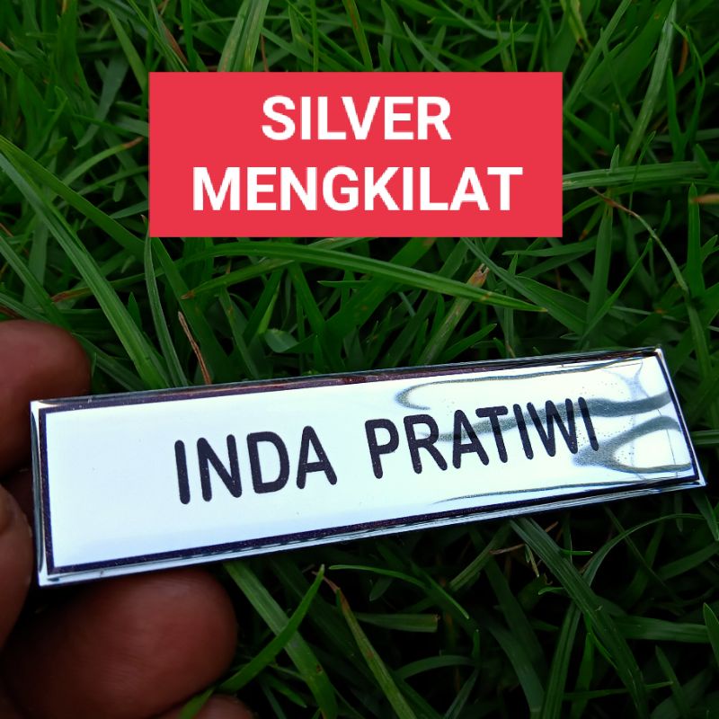 Jual Name Tag Silver Mengkilat #Name Tag Indonesia #Papan Nama Dada ...
