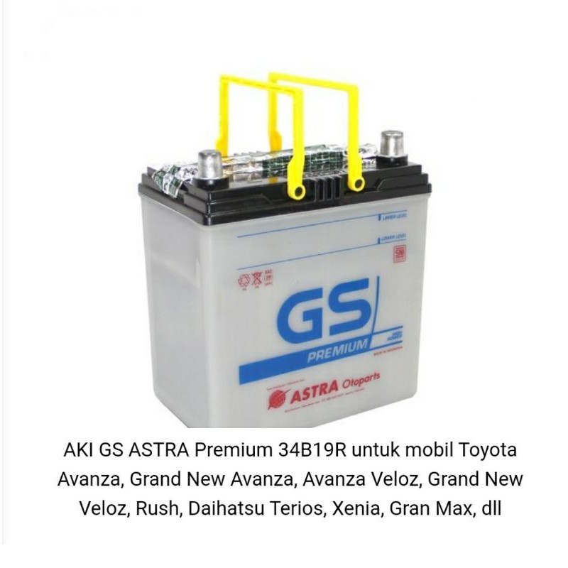 Jual AKI MOBIL GS ASTRA Premium 34B19R Toyota Avanza, Grand New Avanza, Avanza Veloz ...