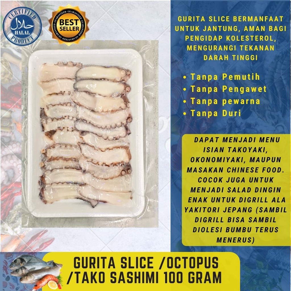 Jual GURITA SLICE - SEAFOOD OCTOPUS CUT POTONG TAKO IRIS FROZEN BEKU ...