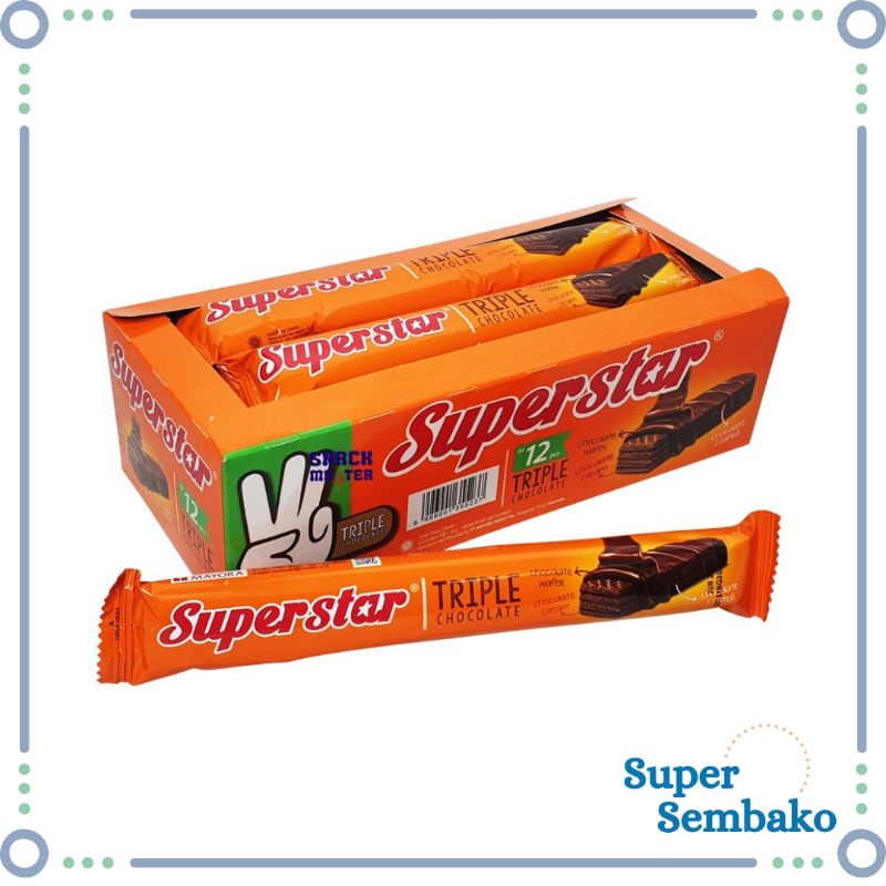 Jual SNACK WAFER SUPERSTAR TRIPLE COKLAT ISI 12 PCS BATANG | Shopee ...