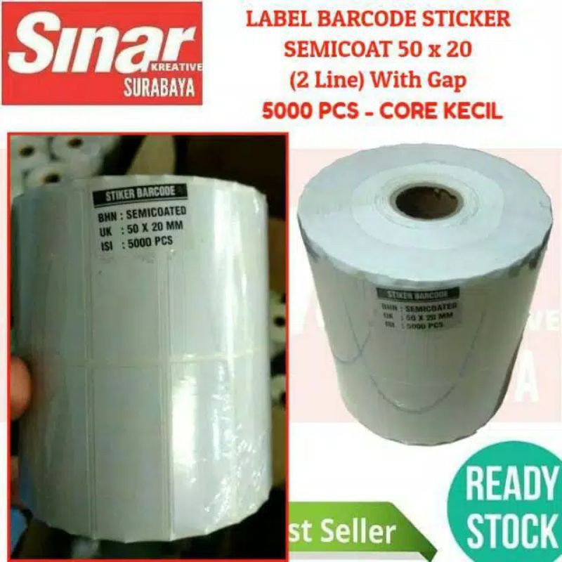 Jual KERTAS LABEL SEMICOAT UK 50X20 2 LINE with GAP ISI 5000 | Shopee ...