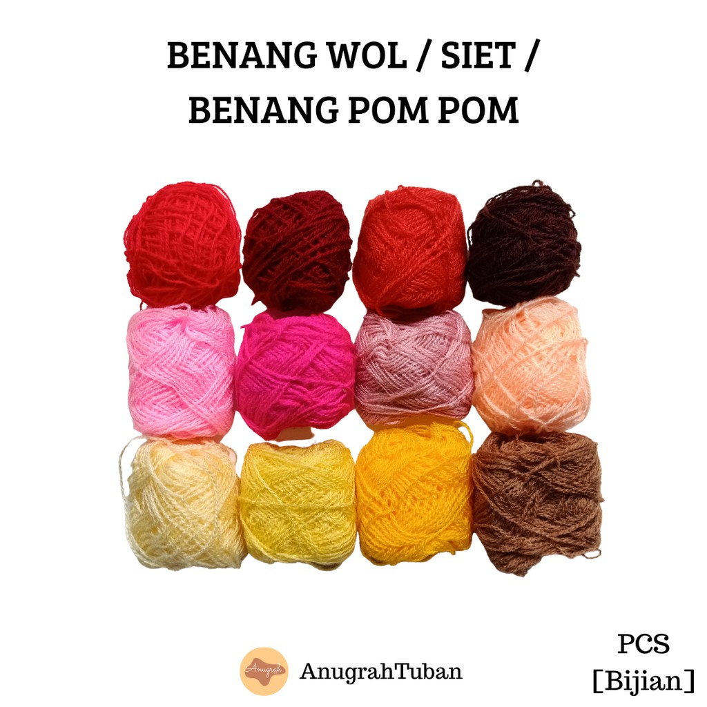 Jual [Katalog 1] Benang Wol/Woll/Wool/Siet/Benang PomPom/Benang Kristik ...