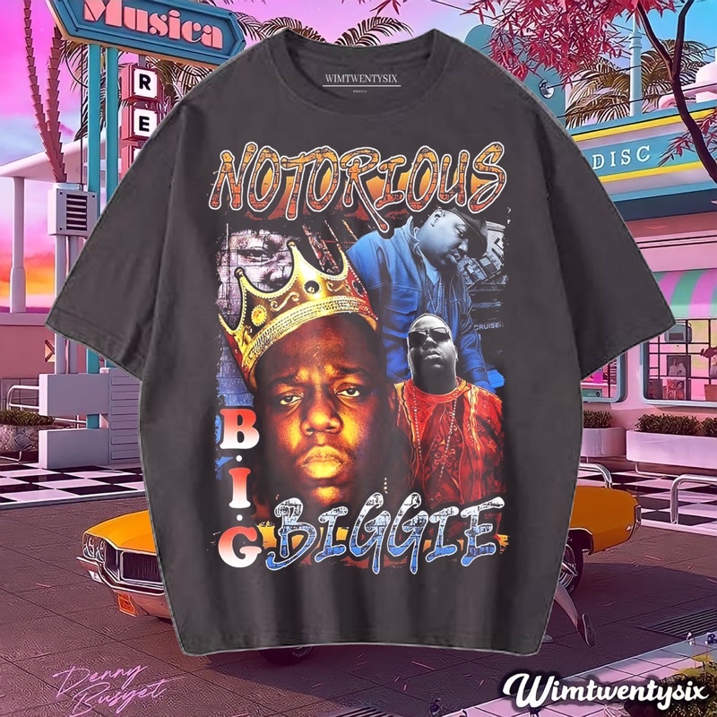 Jual KAOS BIGGIE NOTORIOUS VINTAGE RAP TEE (OVERSIZE DARK GREY T-SHIRT ...