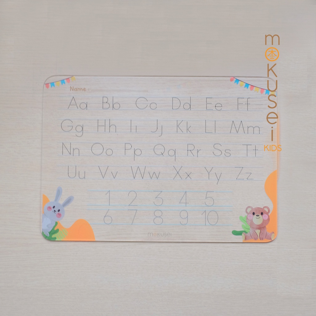 Jual Mokusei Kids | Alphabet Numbers Tracing Acrylic | Papan Akrilik ...