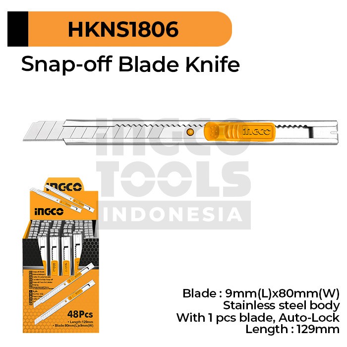Jual Box Cutter Small (9 mm) INGCO HKNS1806 - Knife Blade Kecil 9mm ...