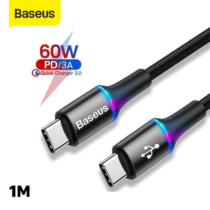 Jual Baseus kabel type C to type C PD 60W with LED 1M Super Fast Charge ...