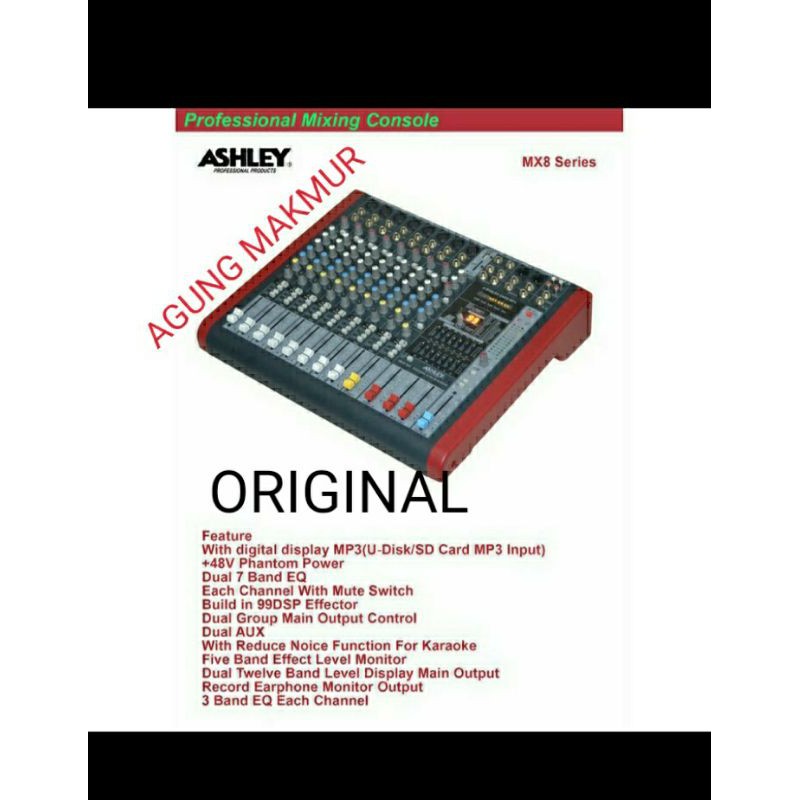Jual MIXER ASHLEY MX 8 ( 8 CHANNEL ) ORIGINAL ASHLEY MX8 MX8 | Shopee Indonesia