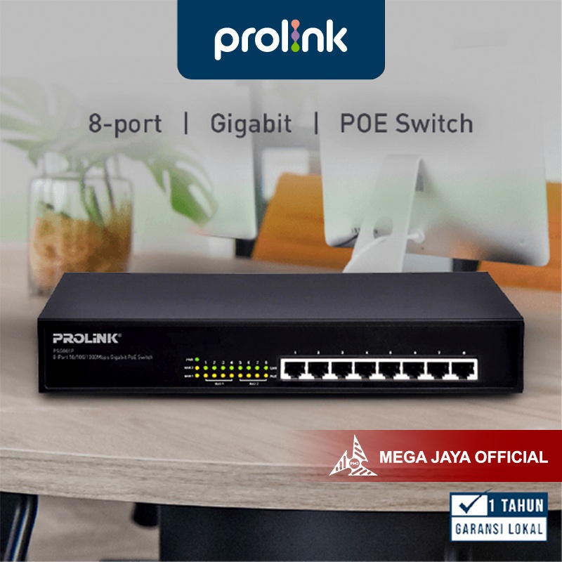 Jual PROLINK Switch 8 Port Gigabit POE Ethernet PSG801P / PSG801P ...