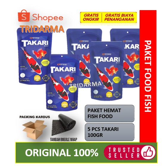 Jual TAKARI Paket Fish Food Pelet Ikan Takari isi 5 Pcs 100 gram ...
