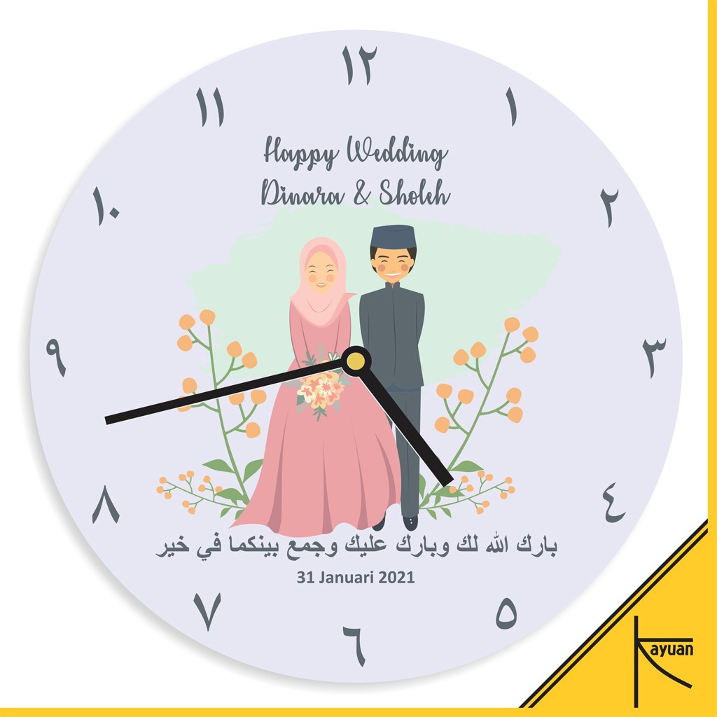 Jual VIRAL!. Jam Dinding Kayu Custom Nama Kado Pernikahan Souvenir ...