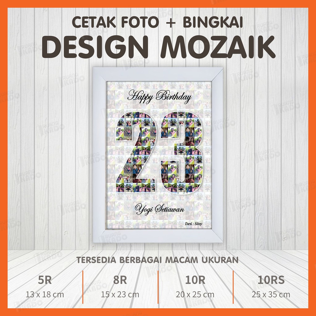 Jual BINGKAI FOTO FREE CETAK + DESIGN MOZAIK ANGKA / Kado Ulang Tahun ...