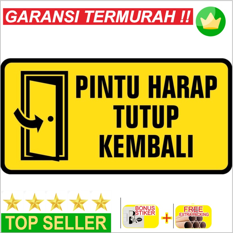 Jual Promo RAMBU PINTU HARAP TUTUP KEMBALI - 20X40CM - SIGNAGE PINTU ...