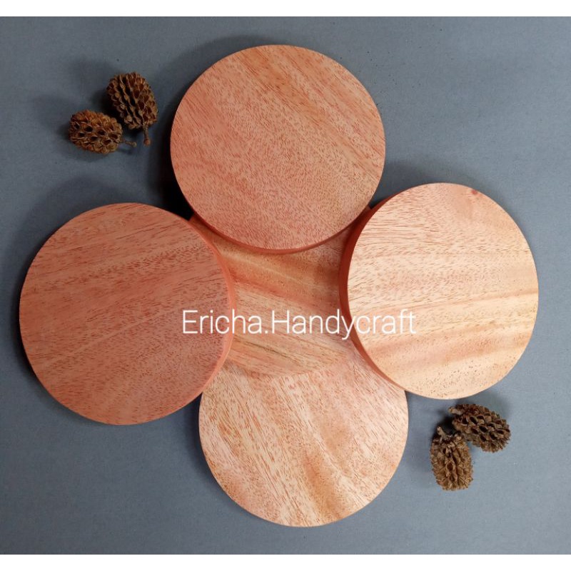 Jual coaster kayu bulat/tatakan gelas kayu bulat 9cm | Shopee Indonesia