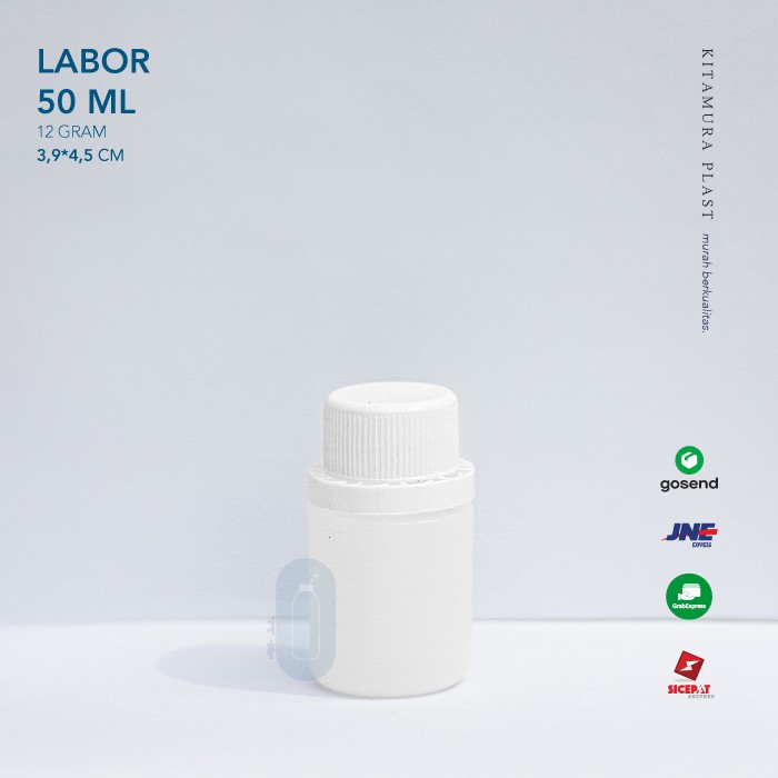 Jual Botol Labor 50 mL Bahan HDPE dgn SEGEL dan PLUG . Minimal 15 Pcs ...