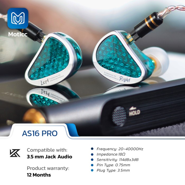 Jual KZ AS16 Pro with Mic 16BA Balance Armature In Ear Monitor Earphone ...
