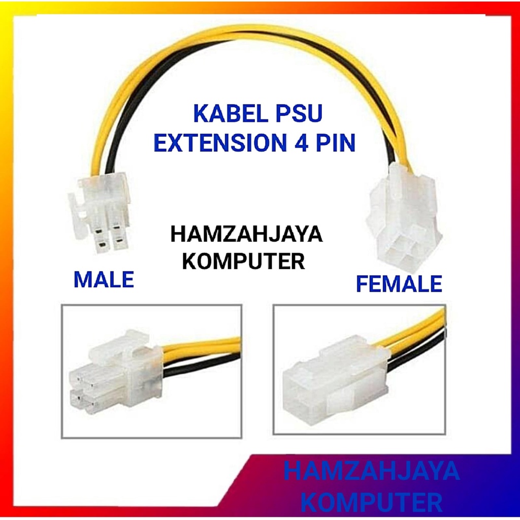 Jual Kabel Extensen Power Mobo 4 Pin MALE FEMALE ATX PSU | Shopee Indonesia