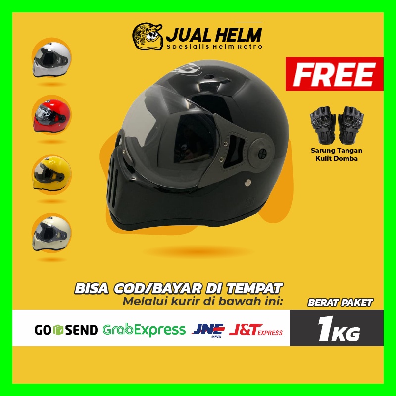 Jual Helm Cakil HBC Pilot Visor Polos + FREE Sarung Tangan Kulit | Helm ...