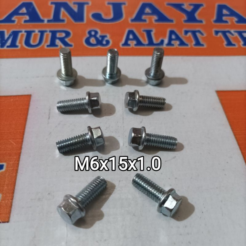 Jual BAUT FLANGE ( M6 x 15 x 1.0 ) | Shopee Indonesia