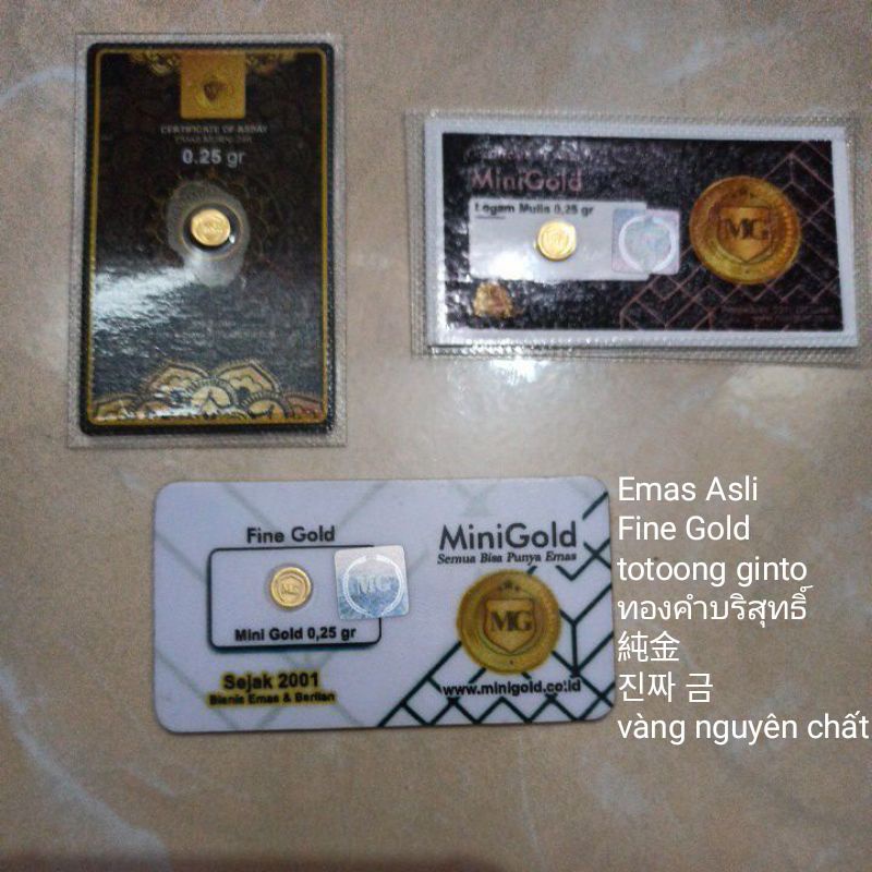 Jual Mini Gold 0.25gr 24k/ Logam Mulia /Emas Batangan + Kwitansi Asli ...