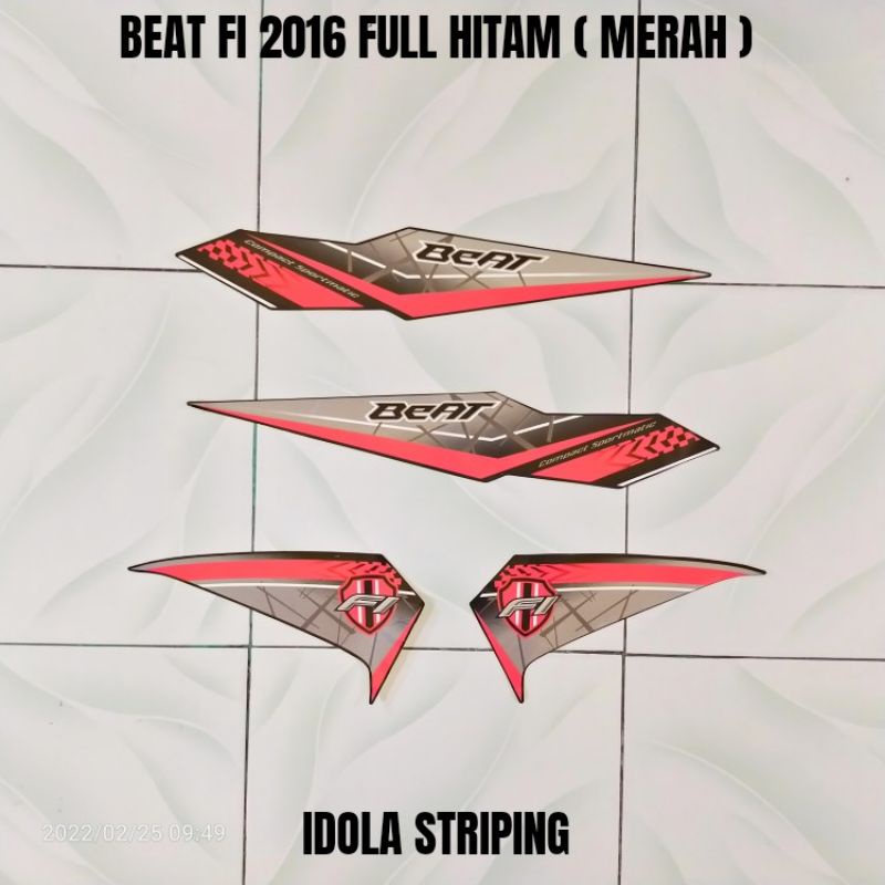 Jual Striping Beat FI 2016 Full Hitam ( Merah ) | Shopee Indonesia