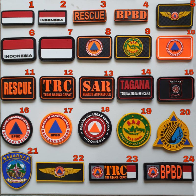 Jual patch rubber logo BPBD - TIMSAR - BASARNAS - RESCUE - TAGANA ...