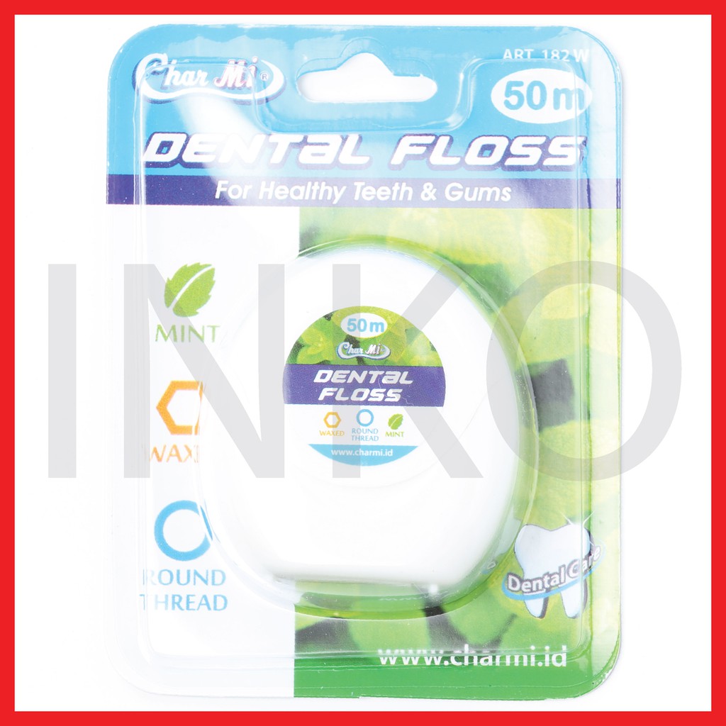Jual CHARMI DENTAL FLOSS FOR HEALTHIES TEETH GUM MINT WAXED ROUND 50M ...