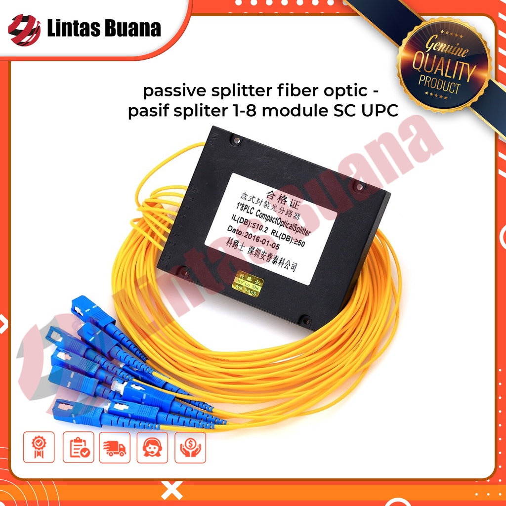 Jual passive splitter modular fiber optic / pasif spliter 1-8 module SC ...