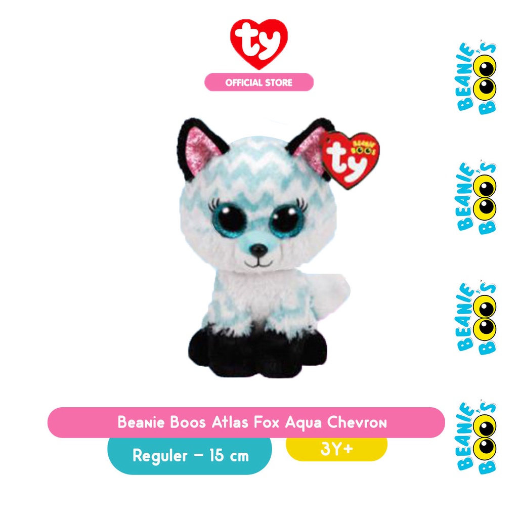 Jual TY Beanie Boos Atlas Fox Aqua Chevron (Regular) - Boneka Rubah ...