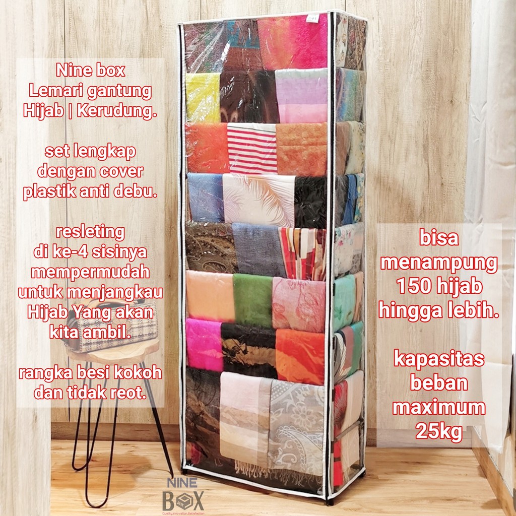 Jual NINE BOX Rak Hijab / Rak Jilbab / Rak Gantung Hijab / Rak Kerudung / Rak Gantung / Lemari ...
