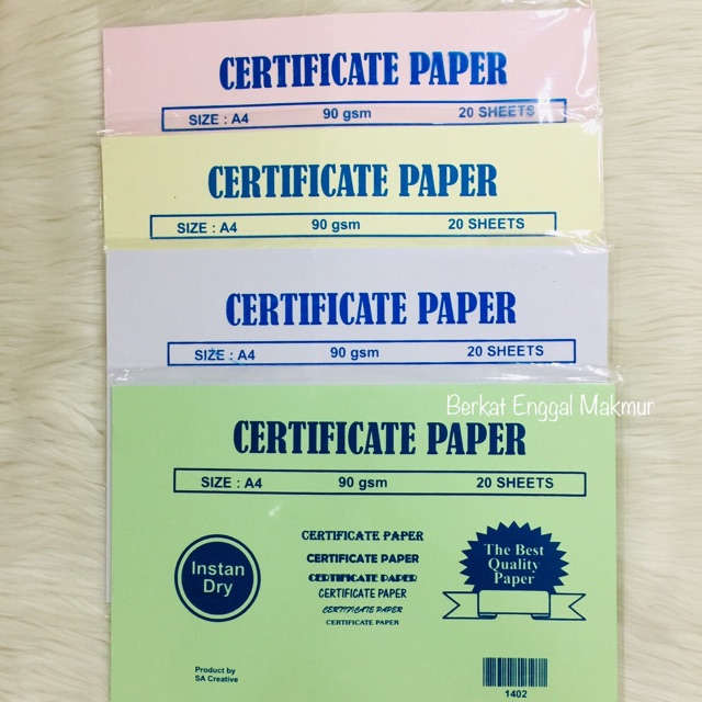 Jual Kertas Sertifikat / Certificate Paper 90 gsm 20 lembar | Shopee ...
