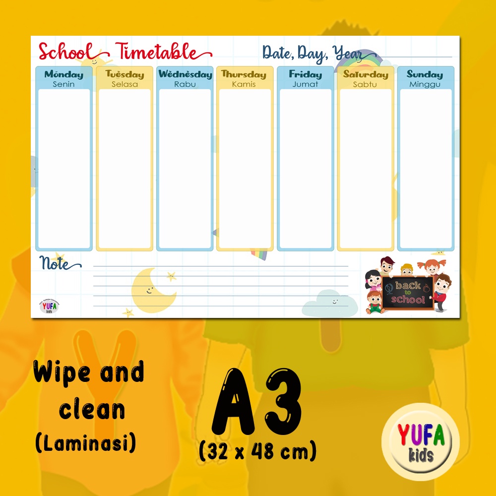 Jual 073 poster weekly planner timetable - Poster Edukasi Anak - Poster ...