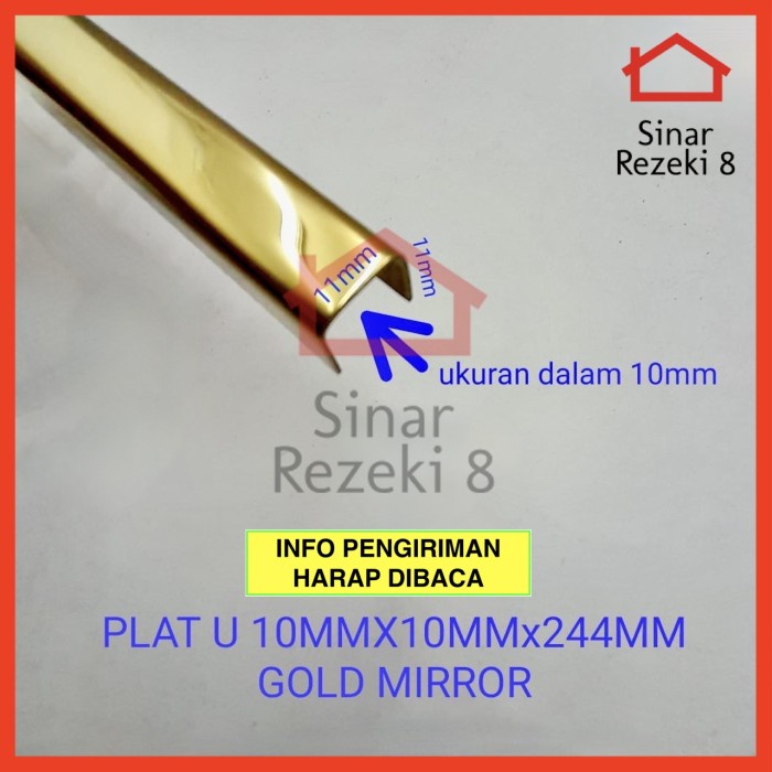 Jual List U GOLD MIRROR 10 x 10 x 10mm Plat Stainless Lis Edging ...