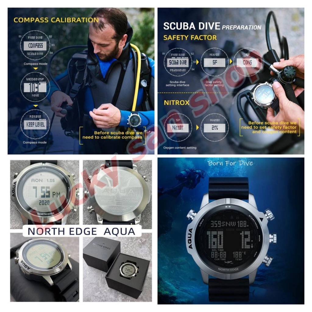 Jual smart watch NORTH EDGE AQUA Professional Scuba Diving NDL Watch ...